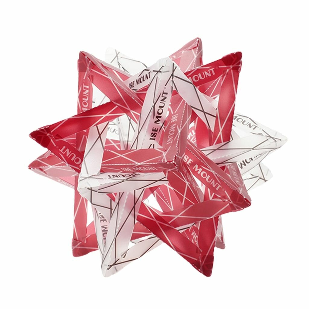 LED абажур из полипропилена - красно-белая сетка