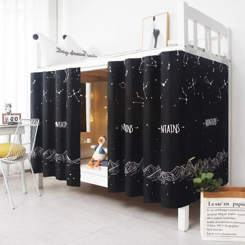 Занавеска на кровать для общежития, s двухъярусная односпальная шторка, для Черный, ceiling top, 7