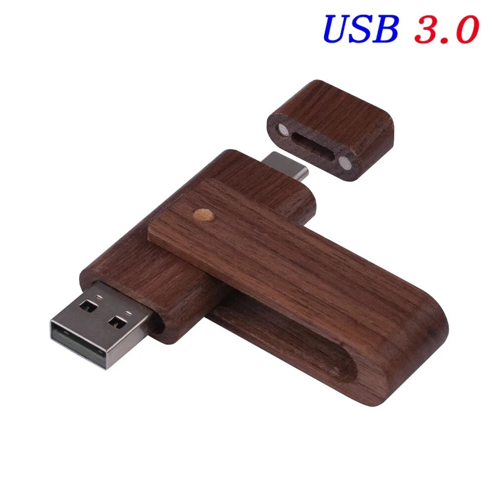 Деревянный флэш-накопитель JASTER TYPE-C USB 3.0 64/32/16 ГБ