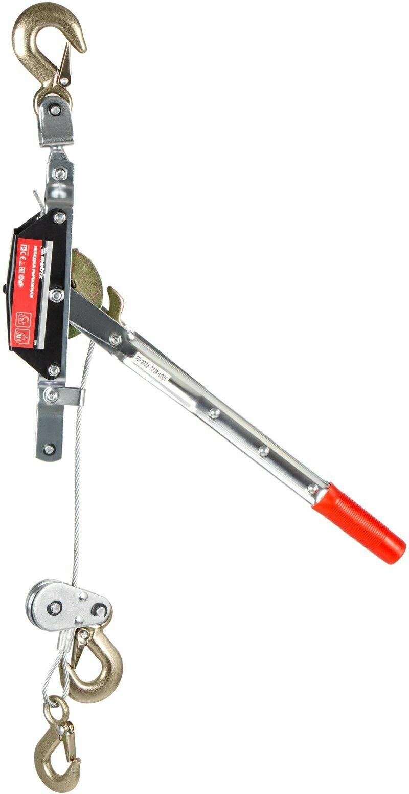 Лебедка рычажная, тяга 2 т, подъем 0.8 т, одинарное храповое колесо Matrix 52220