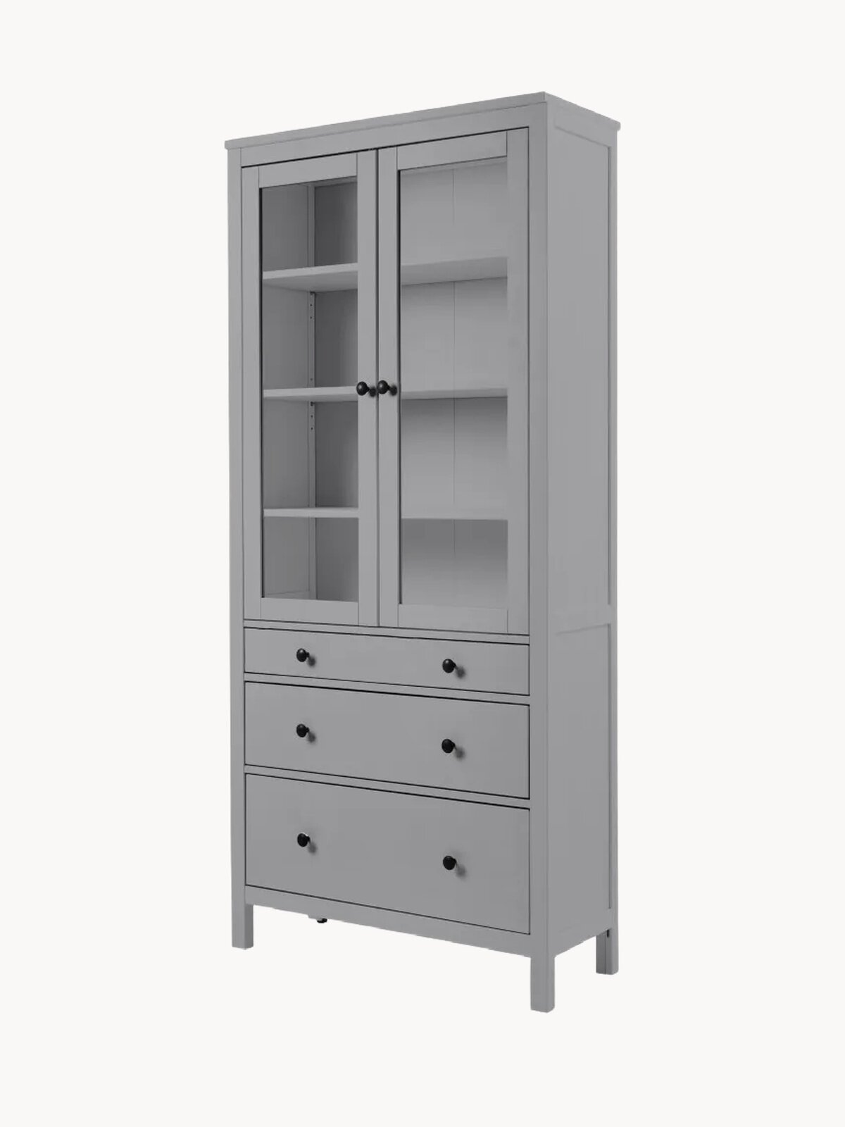 Шкаф-витрина кымор, 3 ящика, 90х198х37 цвет серый, массив сосны