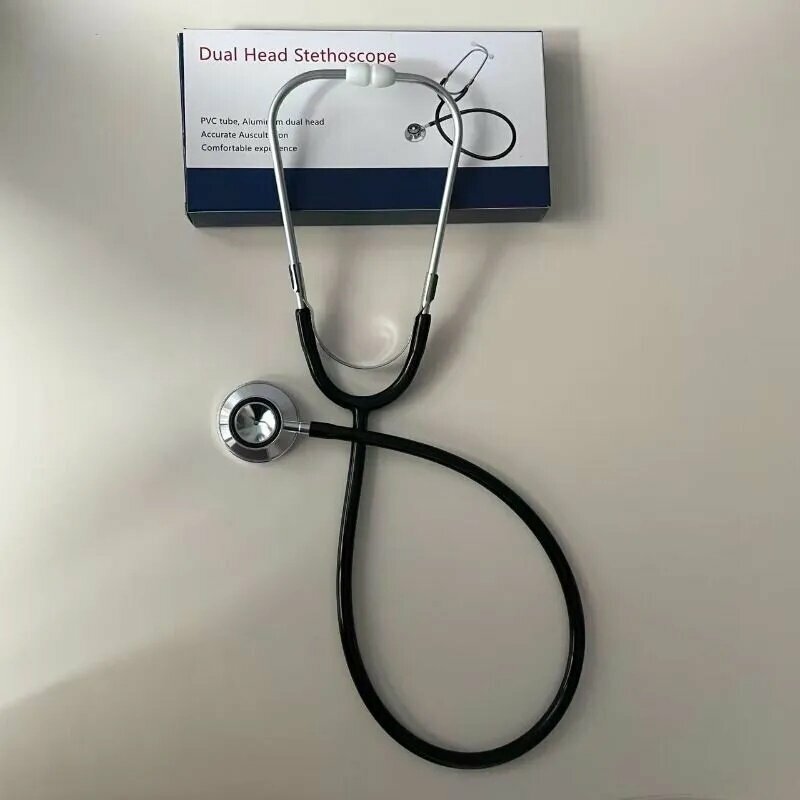 Усовершенствованный стетоскоп с двумя трубками и двумя головками, с фиолетовым ремешком и запасными аксессуарами