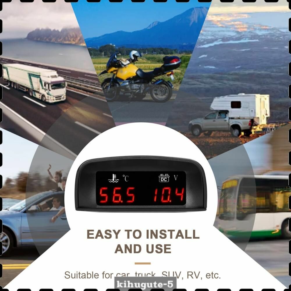 Датчик температуры воды и вольтметр 2 в 1 универсальный для авто и грузовиков с LED-дисплеем, сигнализацией, 1/8NPT