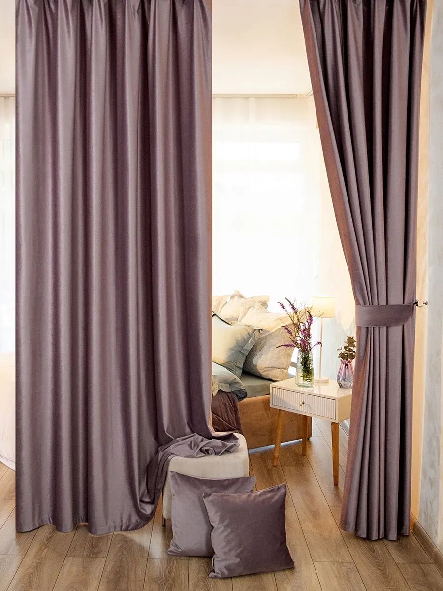 Шторы бархат антикоготь розовые 600х280 см, 2 полотна, (каждое 300х280 см), лента 6 см, Erika Home (Evrika Home)