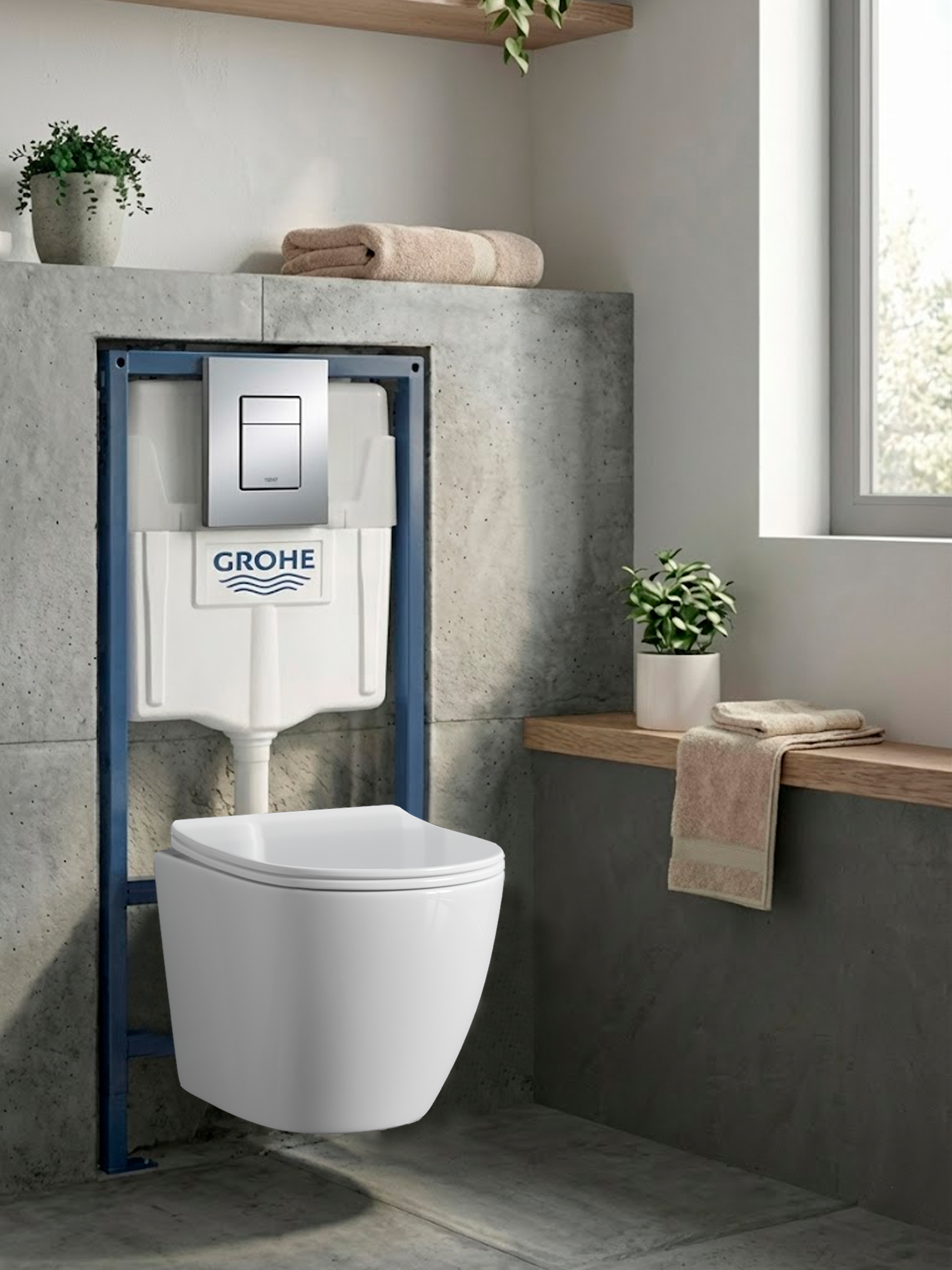 Инсталляция с унитазом комплект: унитаз подвесной Helmken 35490101, сиденье (дюропласт), инсталляция Grohe, кнопка