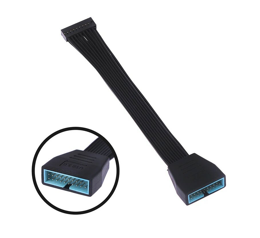 Кабель-удлинитель USB 3.0 19/20pin для материнской платы, 12 см, черный