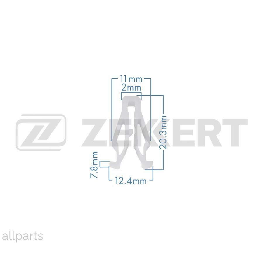 ZEKKERT BE-3875 Клипса крепёжная Hyundai Kia (миним. кол-во заказа 10 шт)