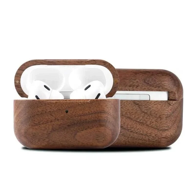 Деревянный чехол для AirPods Pro 2 Pro3 EEMIA for AirPodsPro3(2025, Walnut