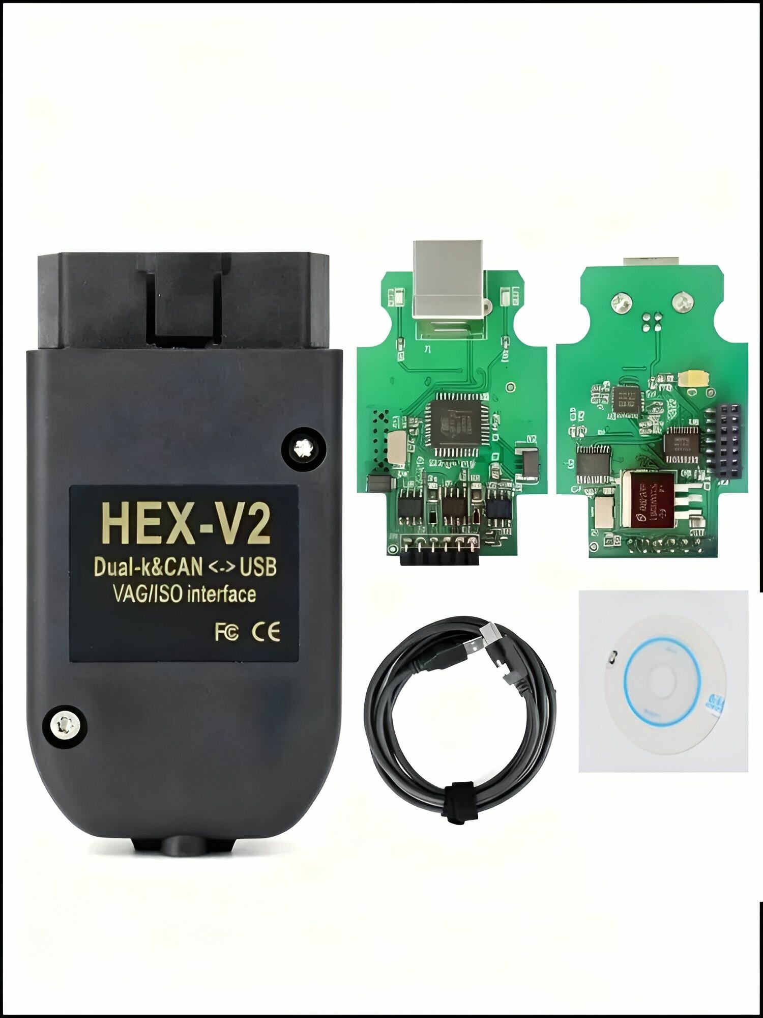 Диагностический сканер HEX V2 OBD2 для VAG (Volkswagen, Skoda, Audi) 1998–2019 — VCDS, Вася (VAG‑COM)