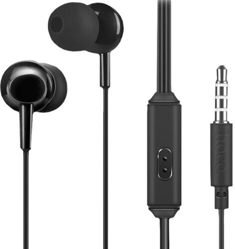 Наушники вкладыши с микрофоном Hoco M14 Natural Sound Initial Black мобильная гарнитура, черные