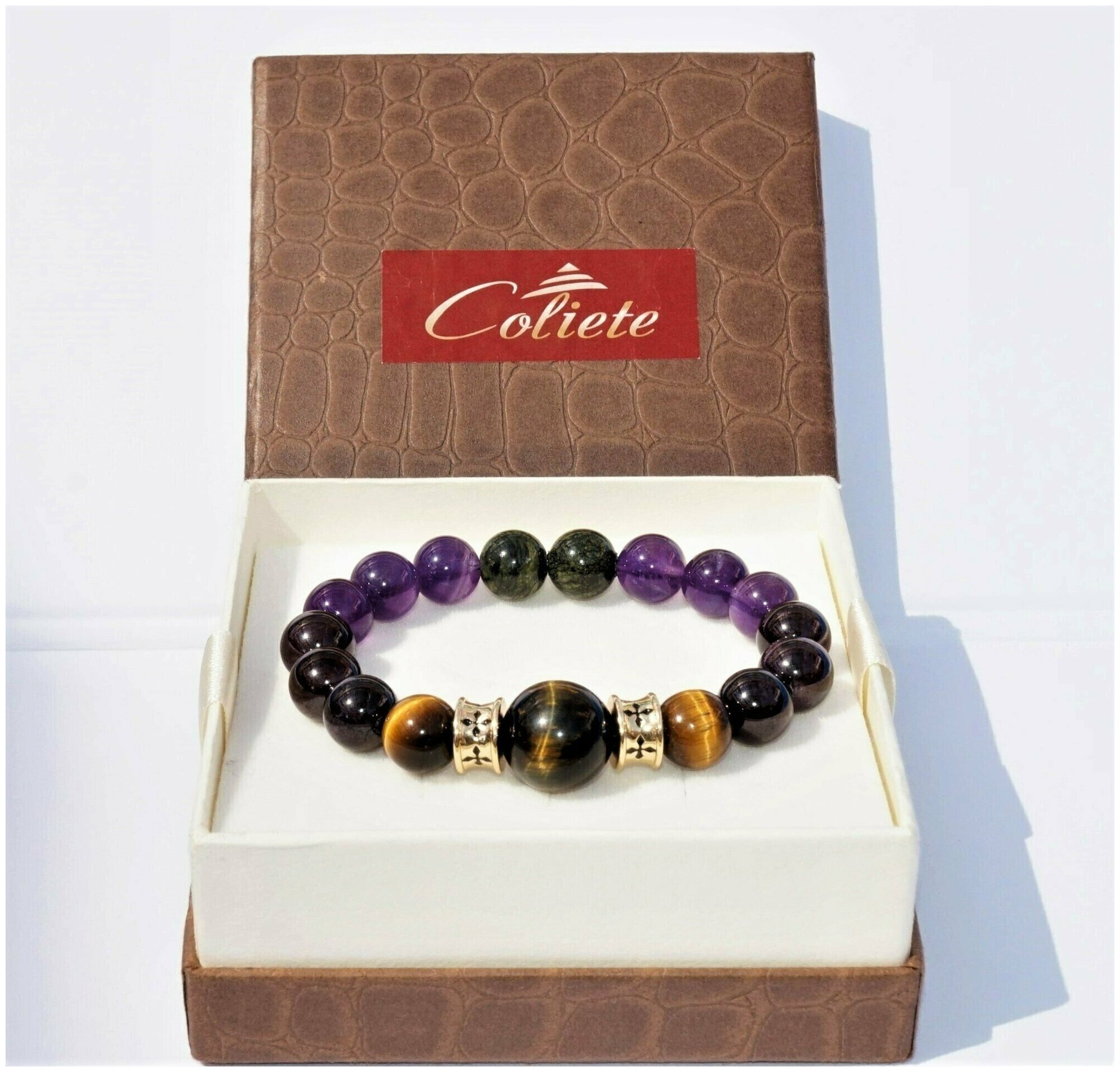 Славянский оберег, плетеный браслет Coliete, соколиный глаз