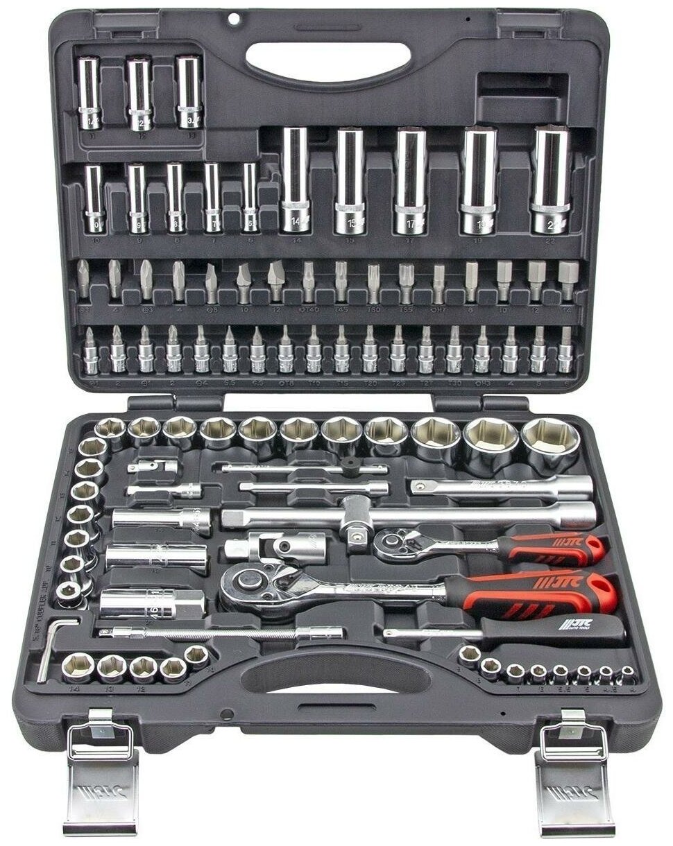 JTC-H096B Набор головок торцевых и вставок 1/4" & 1/2" 6-гранных (в кейсе) 96пр.