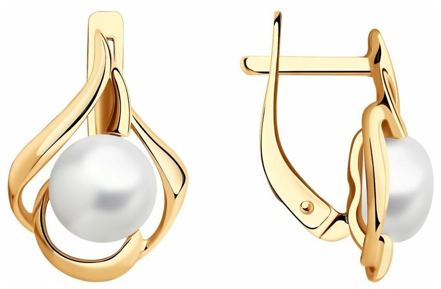 Серьги, красное золото, 585 проба, жемчуг