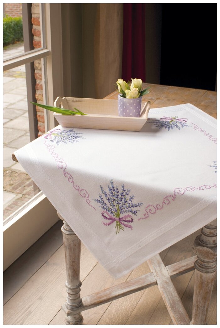 PN-0013208 Набор для вышивания печатный крест (салфетка) Vervaco, Lavender 80х80, Лаванда