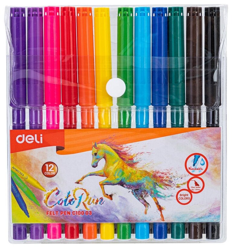 Фломастеры набор Deli ColoRun вентилир. 12цв, EC10003 1560589