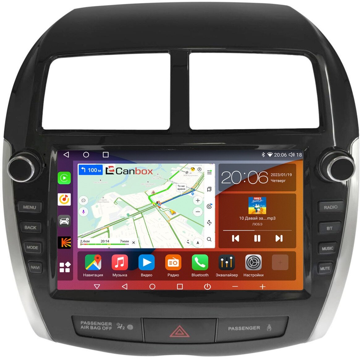 Штатная магнитола Mitsubishi ASX, Outlander Sport, RVR 3 2010-2019 (авто без Rockford) Canbox Logic-i3 2K 5723-9-3752 Android 13 (4G-SIM, 4/64, DSP, 3