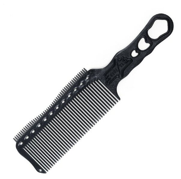 Расчёска Y.s.park s282T black, гибкий карбон с ручкой и зубцами на обушке для стрижки под машинку, черная