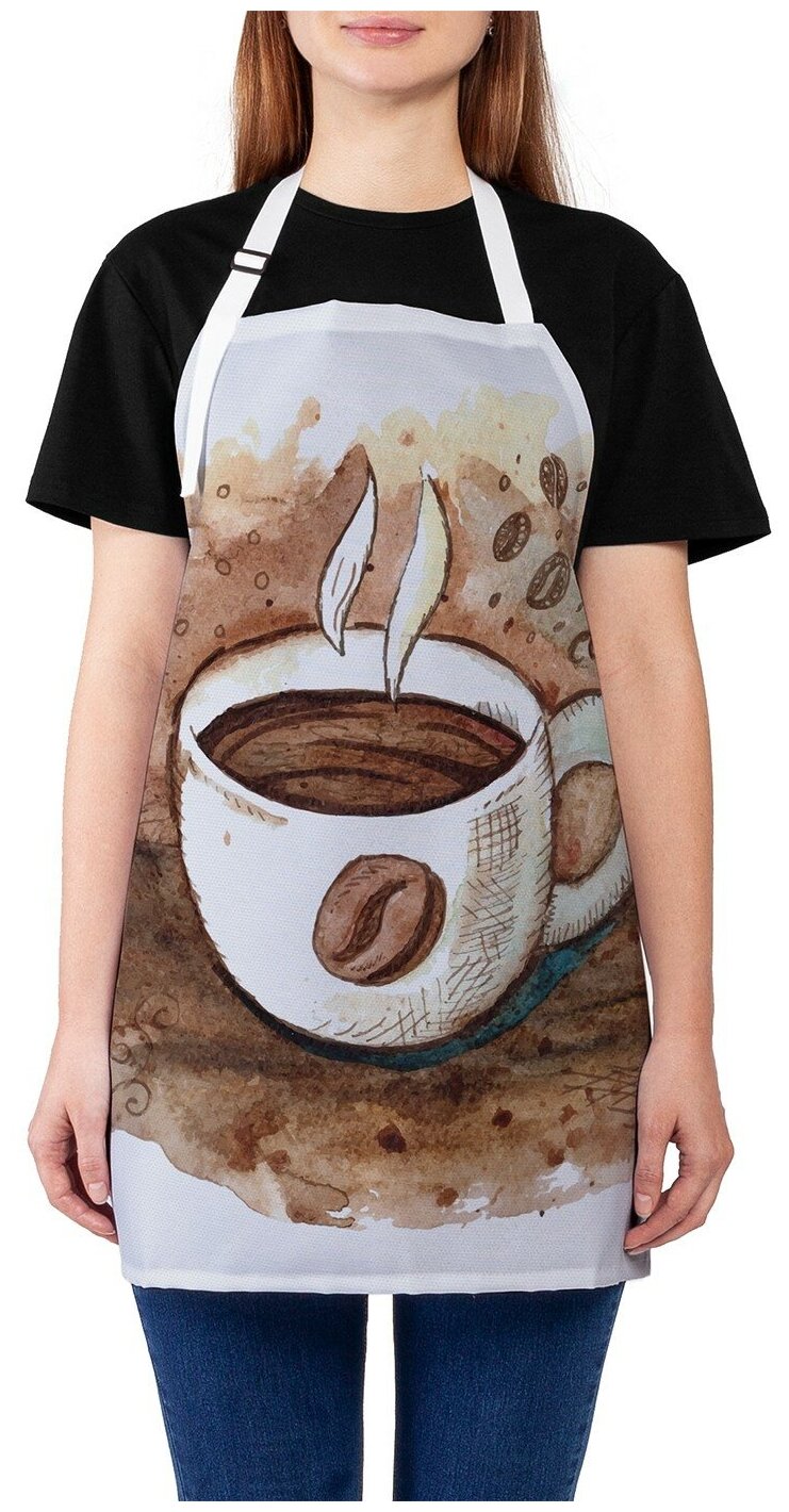 Фартук для кухни тканевый "Чашка кофе" / водоотталкивающий, универсальный размер , JoyArty
