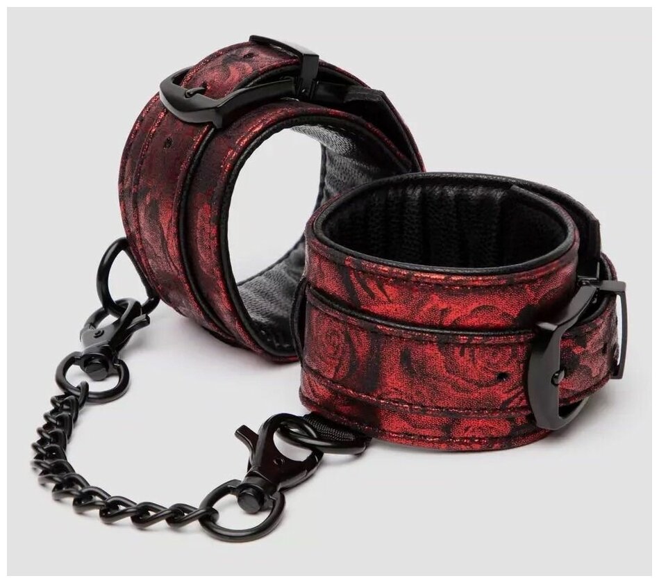 Красно-черные наручники Reversible Faux Leather Wrist Cuffs, Fifty Shades of Grey, искусственная кожа, красный с черным