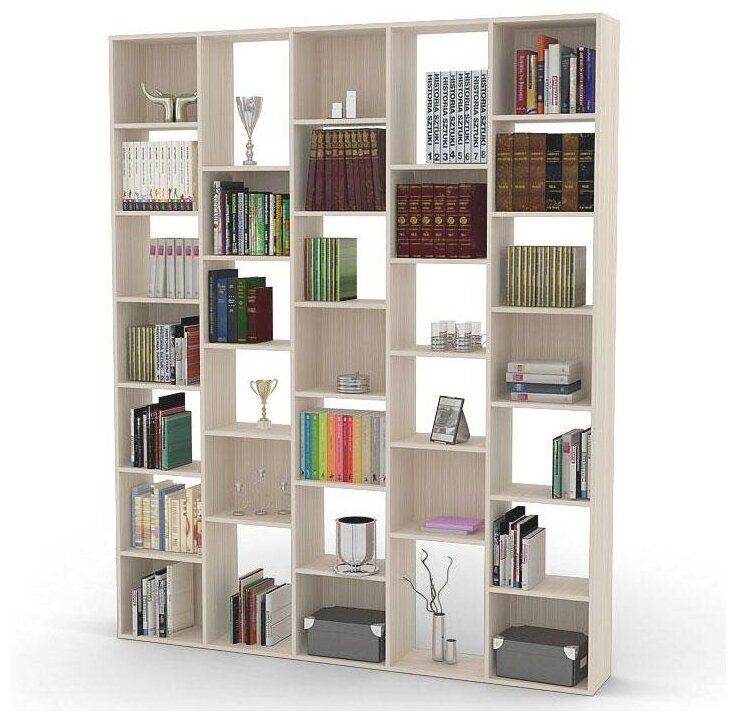 Стеллаж-перегородка для зонирования комнаты Магмебель Норд-57 дуб молочный