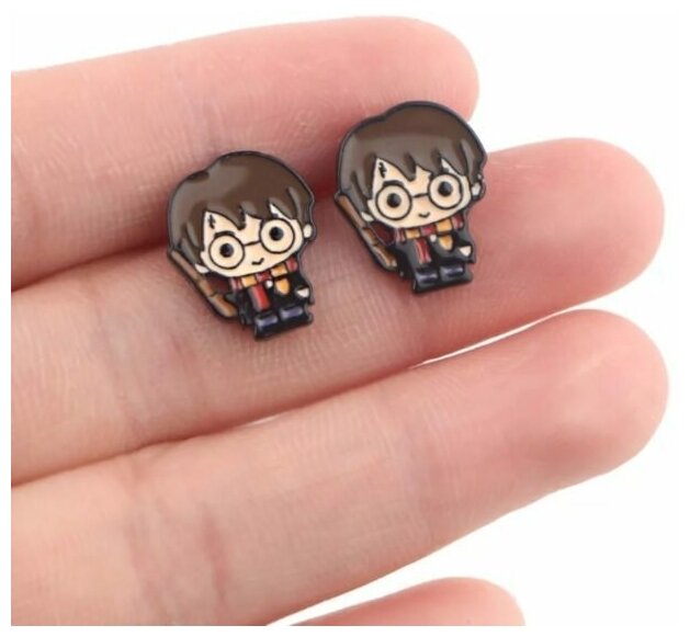 Серьги пусеты, черный — фото 1