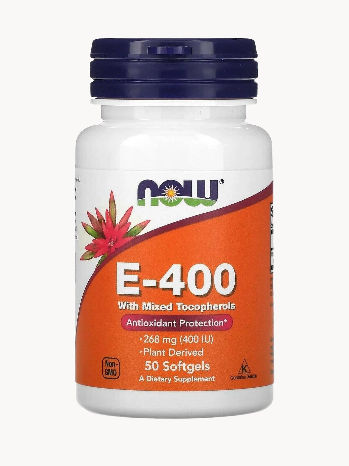 Витамин Е NOW foods E-400, для кожи, волос, сердца, смешанные токоферолы, БАД, 50 капс
