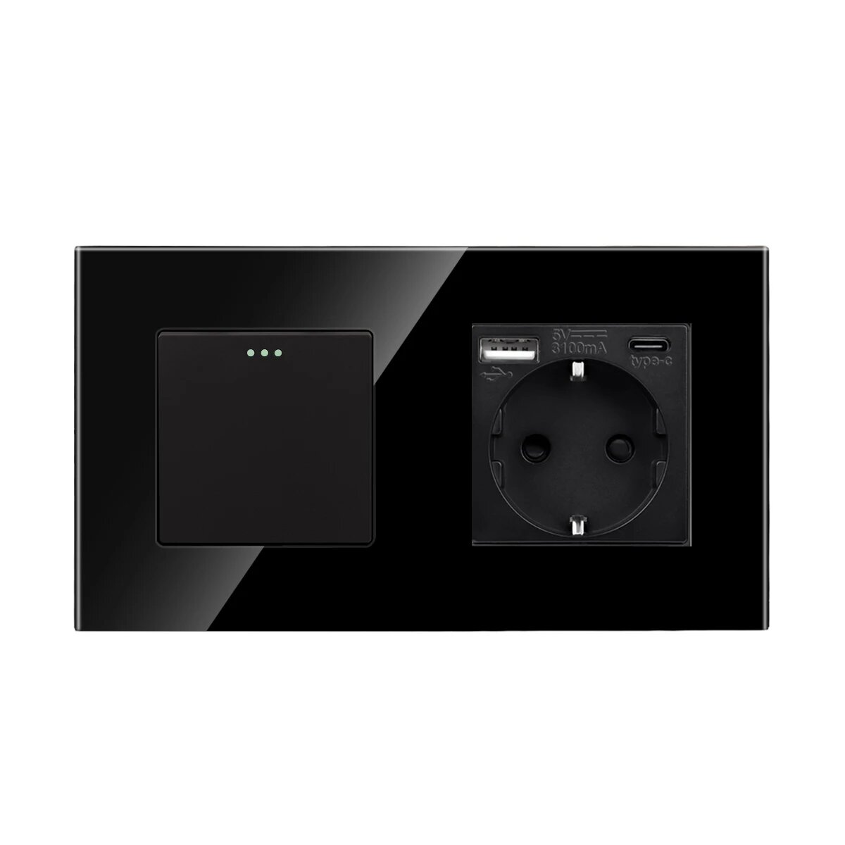 Настенный выключатель Bingoelec черный 1g push switch usb