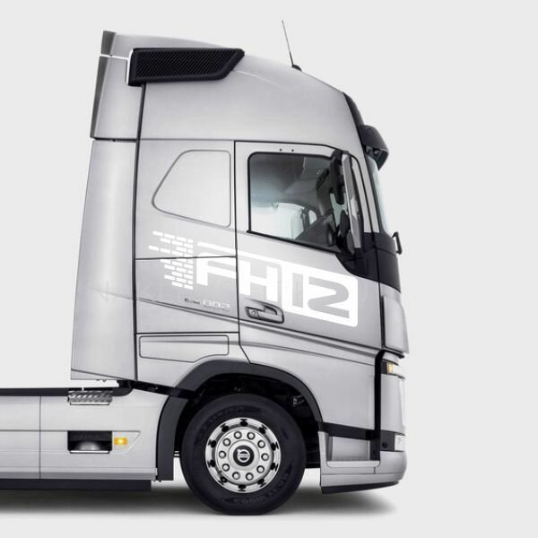2 шт Наклейки FH12 на Вольво (Volvo) серии ФШ на двери кабины белые