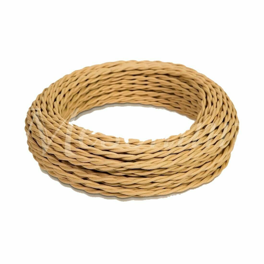 Провод монтажный витой Мезонинъ Classic 2х1.5мм в декоративной оплетке песочное золото для открытой проводки GE70141-32 30м.