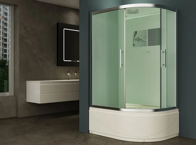 Душевая кабина Esbano Elegancia EST-129CRB(L) ESKB129CRBL 120x90x210 см L, с крышей, высокий поддон, профиль матовый хром, стекло матовое