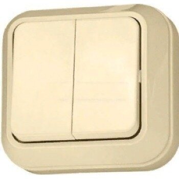 Выключатель Makel / Макел Менекше, 10А IP20 открытой установки кремовый 70х70х35мм двухклавишный, 45203 / переключатель