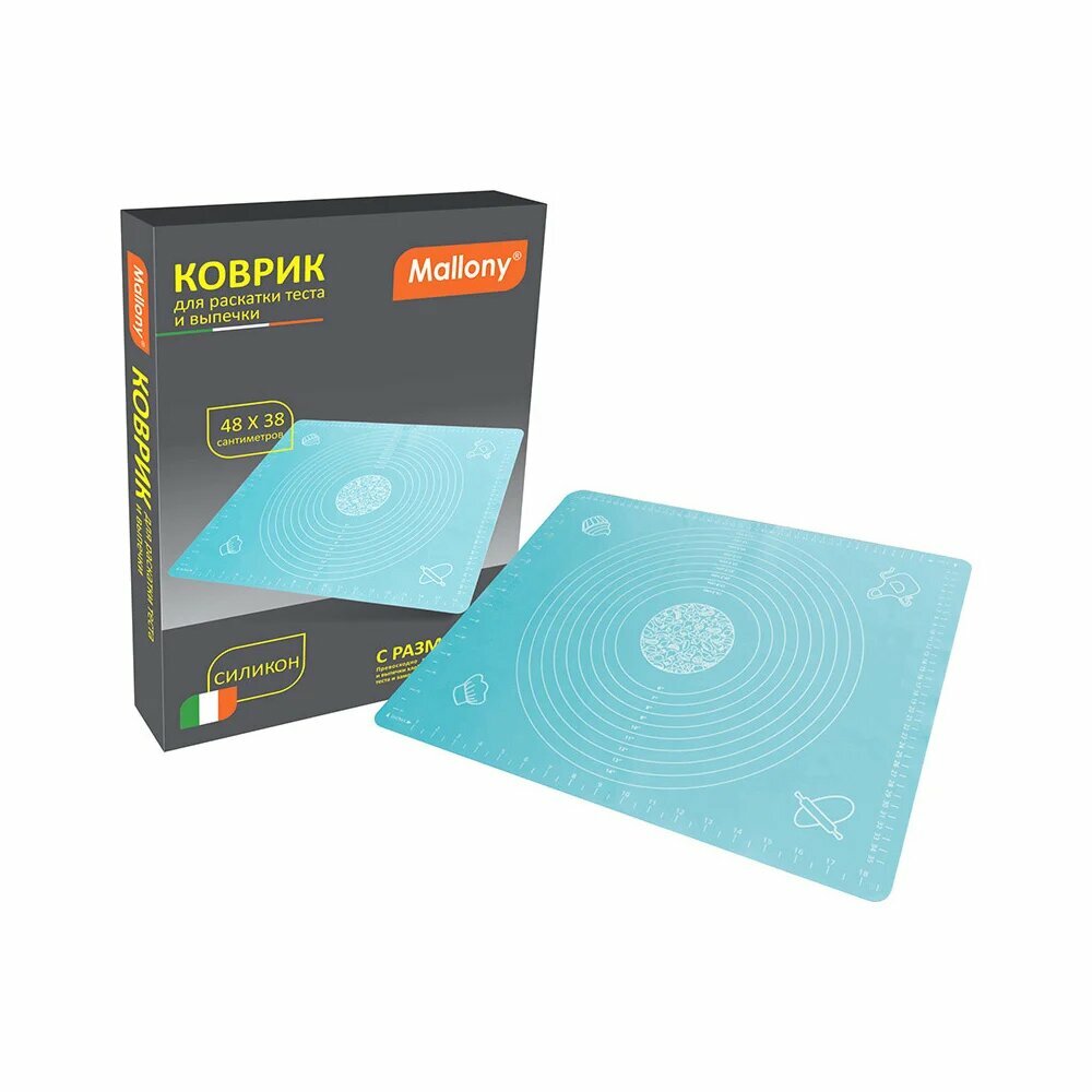 Коврик для раскатки теста и выпечки Mallony BLS-19*15 с разметкой, размеры