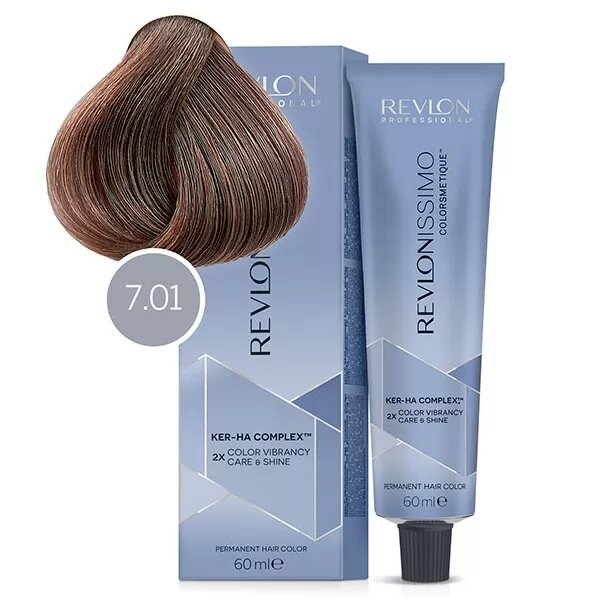 Краска для волос Revlon Professional Coloring Hair Revlonissimo Colorsmetique Care & Shine, Краситель с гиалуроновой кислотой перманентный. Перманентный Краситель с Гиалуроновой кислотой, Гарантия Результата Окрашивания + Уход за Волосами, 7.01