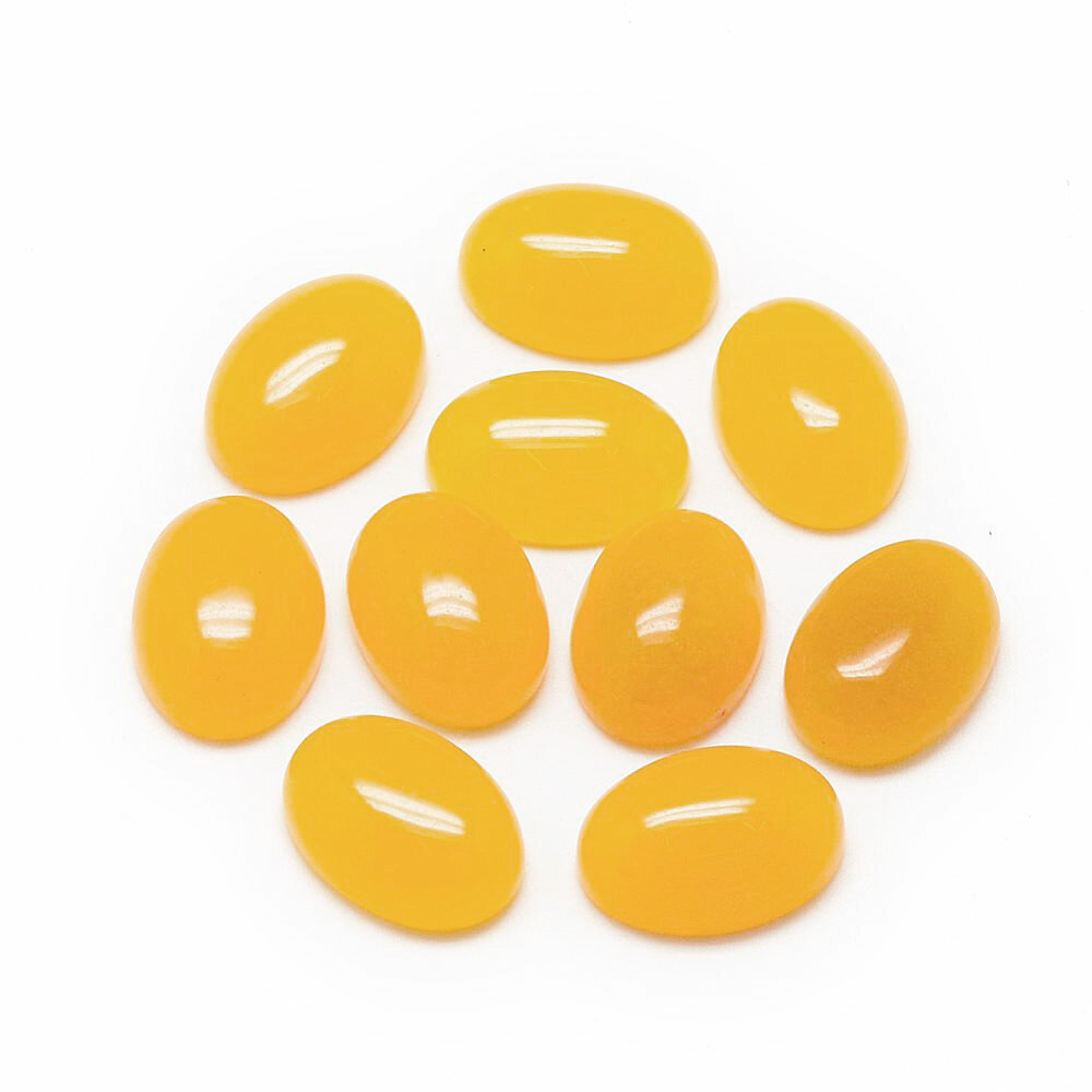 Кабошон каменный, 18х13мм, жадеит жёлтый, 2 шт.