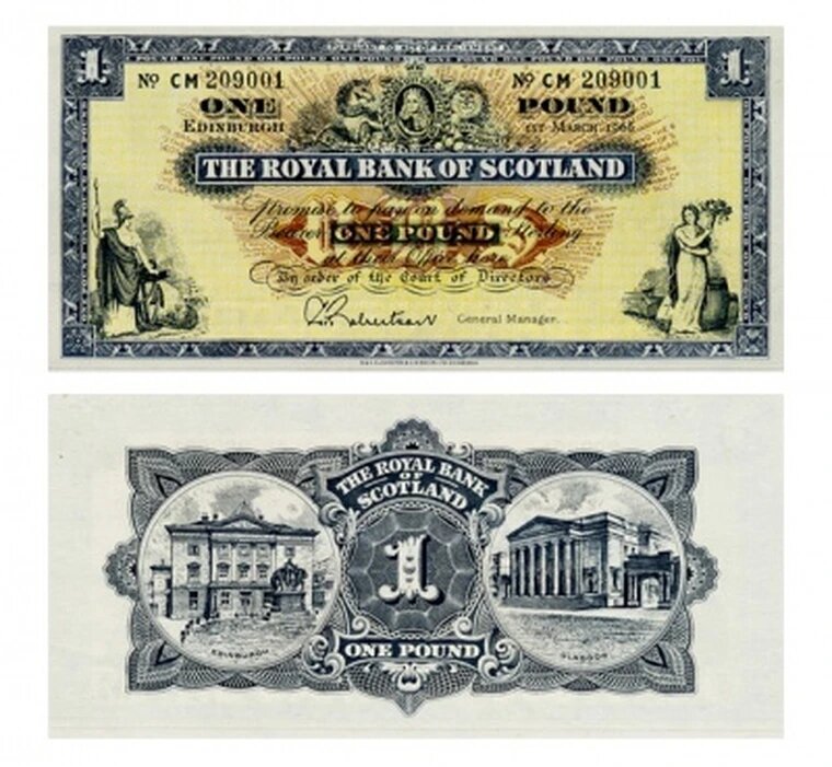 1 фунт 1966 Шотландия, Эдинбург, сувенирная копия, банкноты и купюры редкие коллекционные