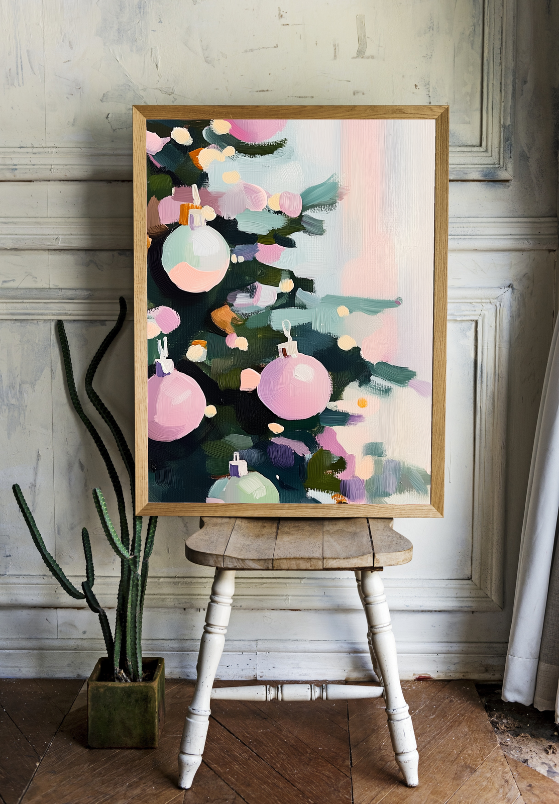 Постер "Новогодняя ёлка в шарах" 50x70 без рамы