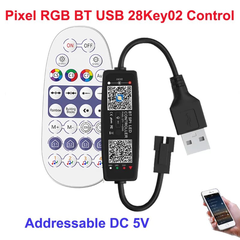 Magic Home WS2811 WS2812B Wi-Fi RGB Pixels Светодиодный контроллер, совместимый с Alexa/Google Home для адресуемой умной светодиодной ленты 5-24 В