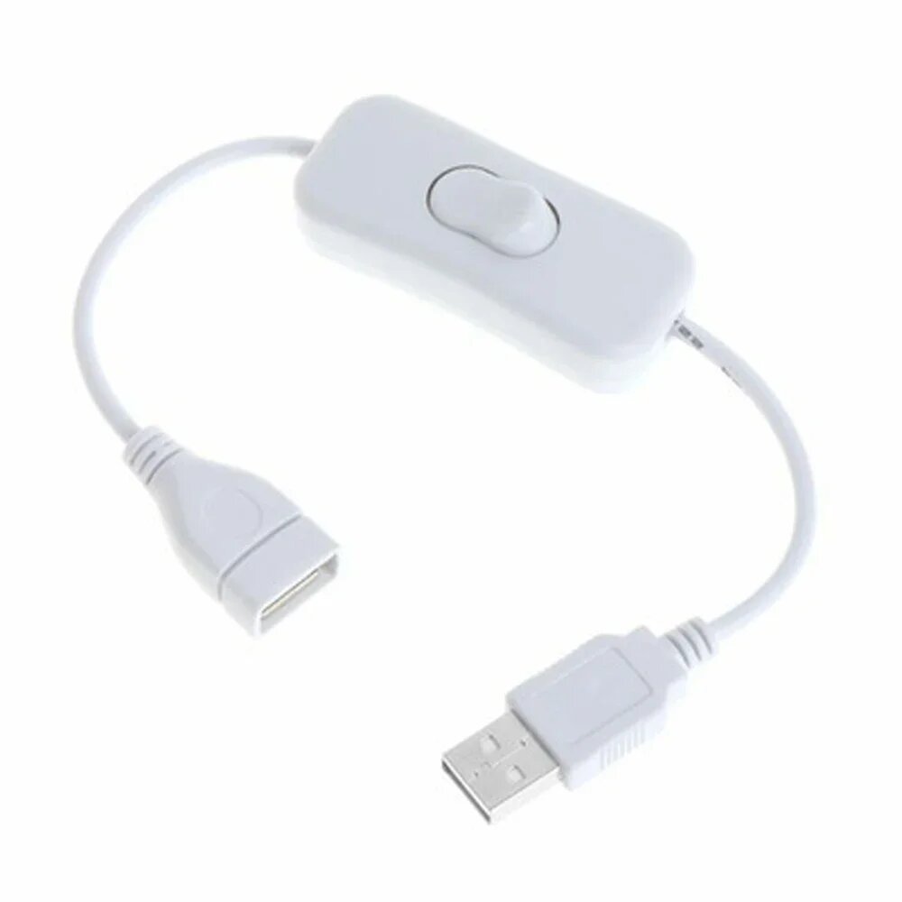 USB кабель с выключателем, белый, 28 см
