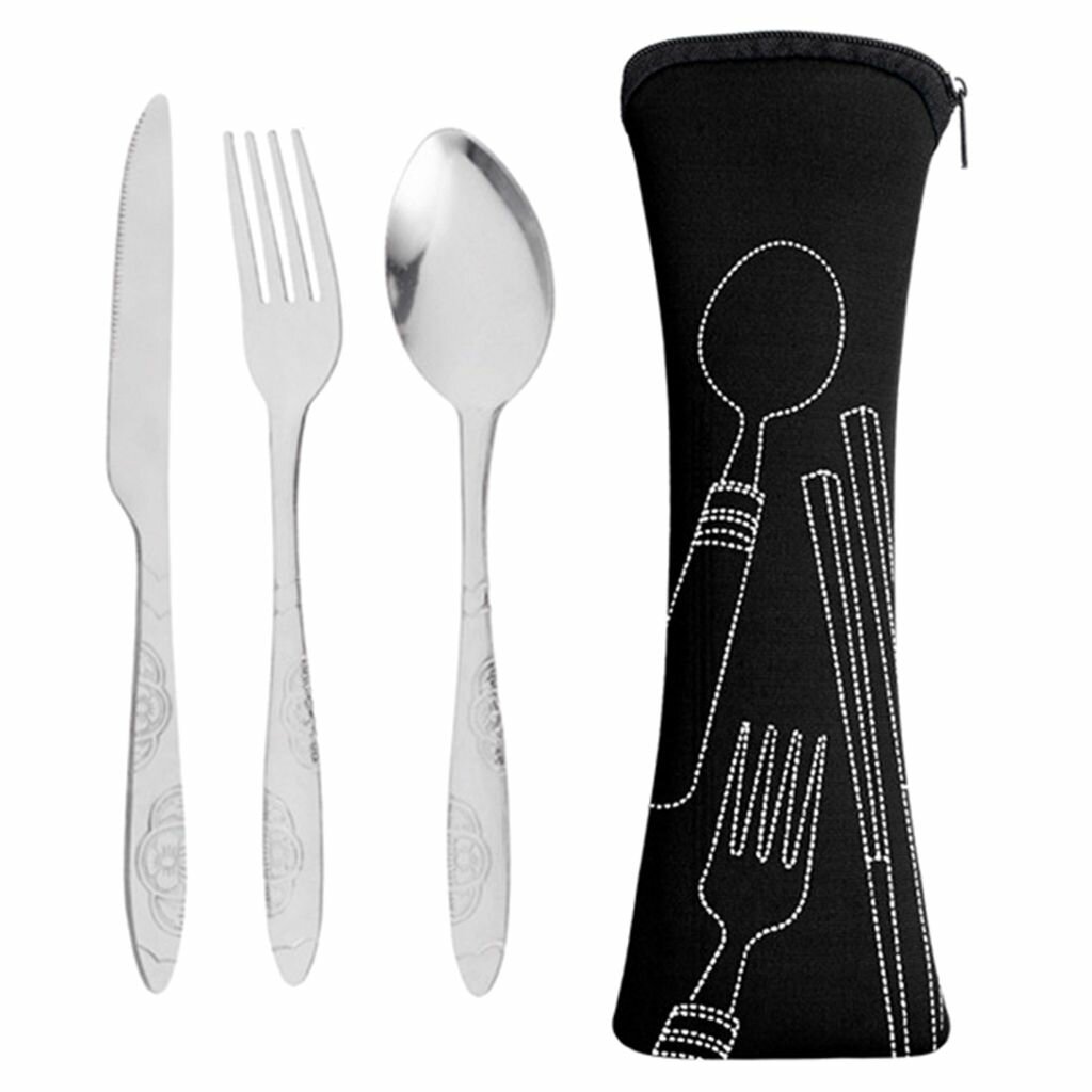Набор столовых приборов с портативной сумкой, столовыми приборами из нержавеющей стали и вилками, походной утварью для пикника, школьного офиса