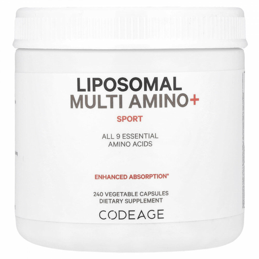 Codeage, Liposomal Multi Amino+, комплекс липосомальных аминокислот, серия Sport, 240 растительных капсул