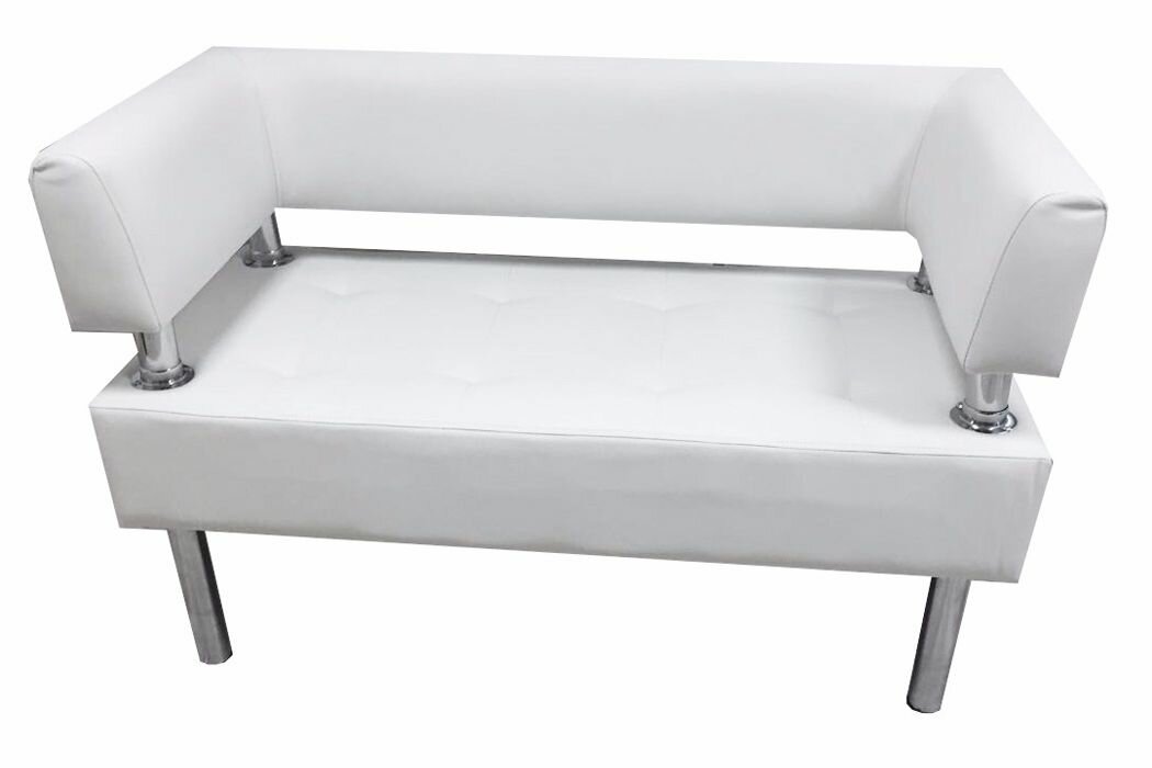 Диван прямой для дома и офиса Сантьяго с боковинами 120x58х80 белая экокожа