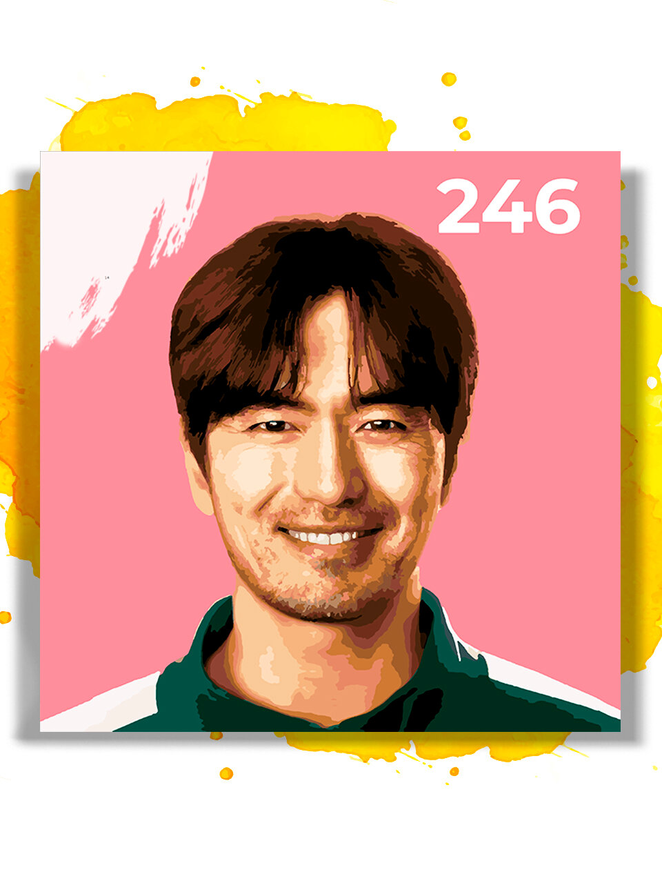 Картина по номерам на холсте Игра в кальмара 2 - Пак Гён Сок игрок 246, 40 х 40 см