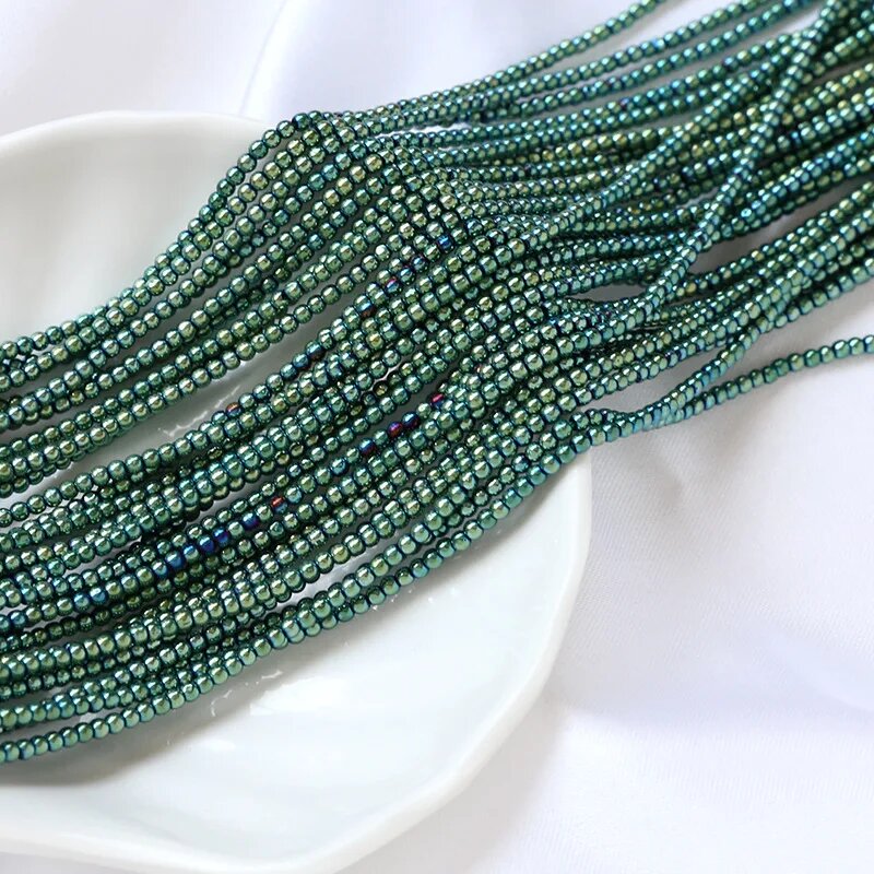 Круглые стеклянные бусины YoZuSmily 2 мм, 175 шт. Изумрудный, 10