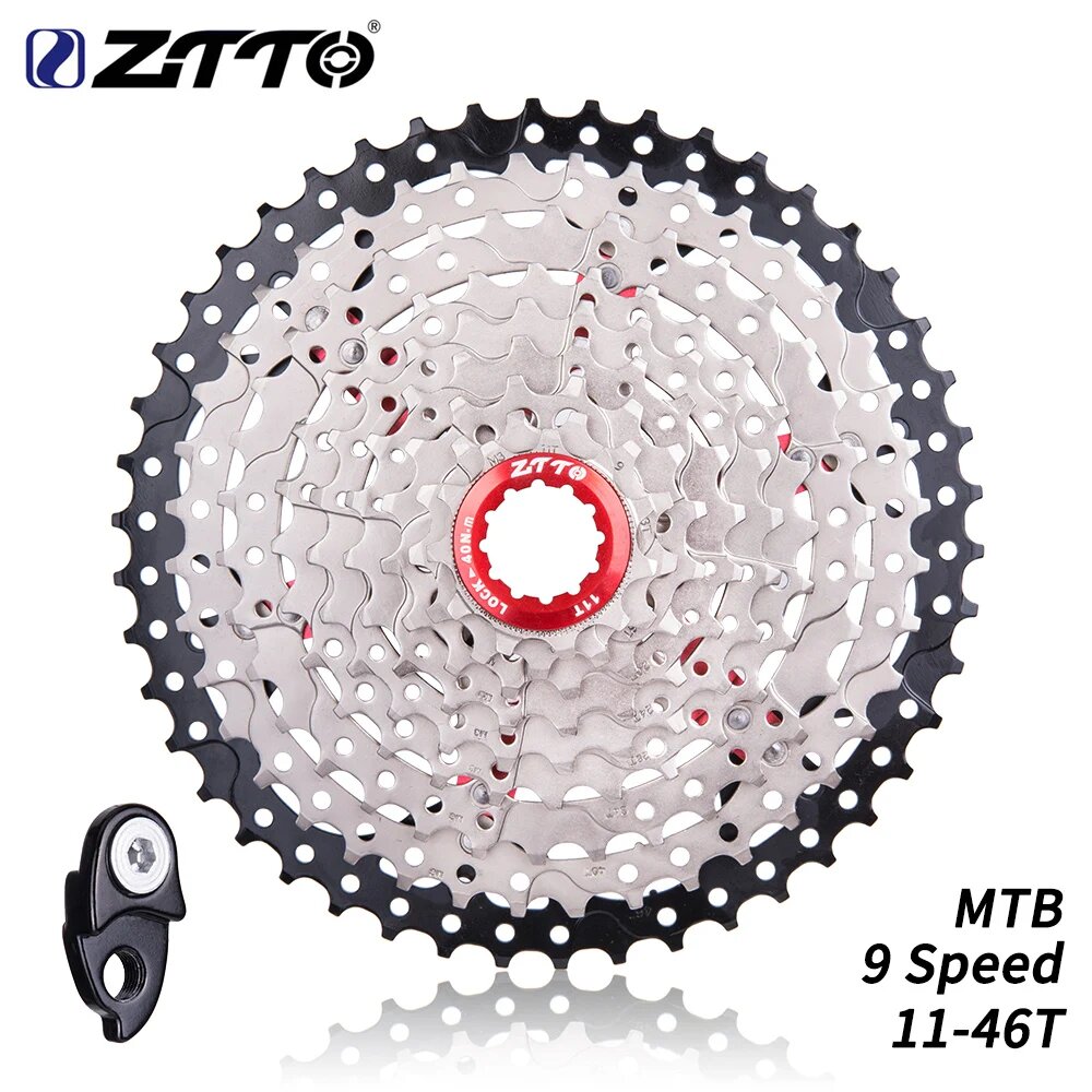 Кассета ZTTO MTB 9 скоростей 11-46T серебристо-черная Белый, 9S 46T black silver
