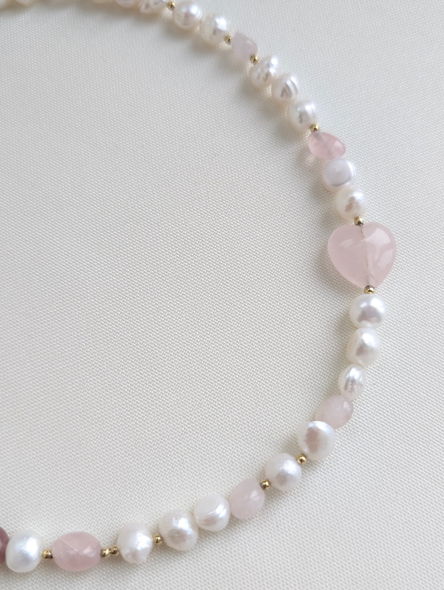 Колье LAVANDER bijou, жемчуг пресноводный культивированный, розовый кварц, жемчуг культивированный