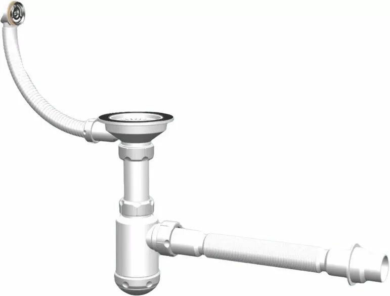 Сифон для кухонной мойки Sanplast Grand СНР 370-11-01 с гофрой хром