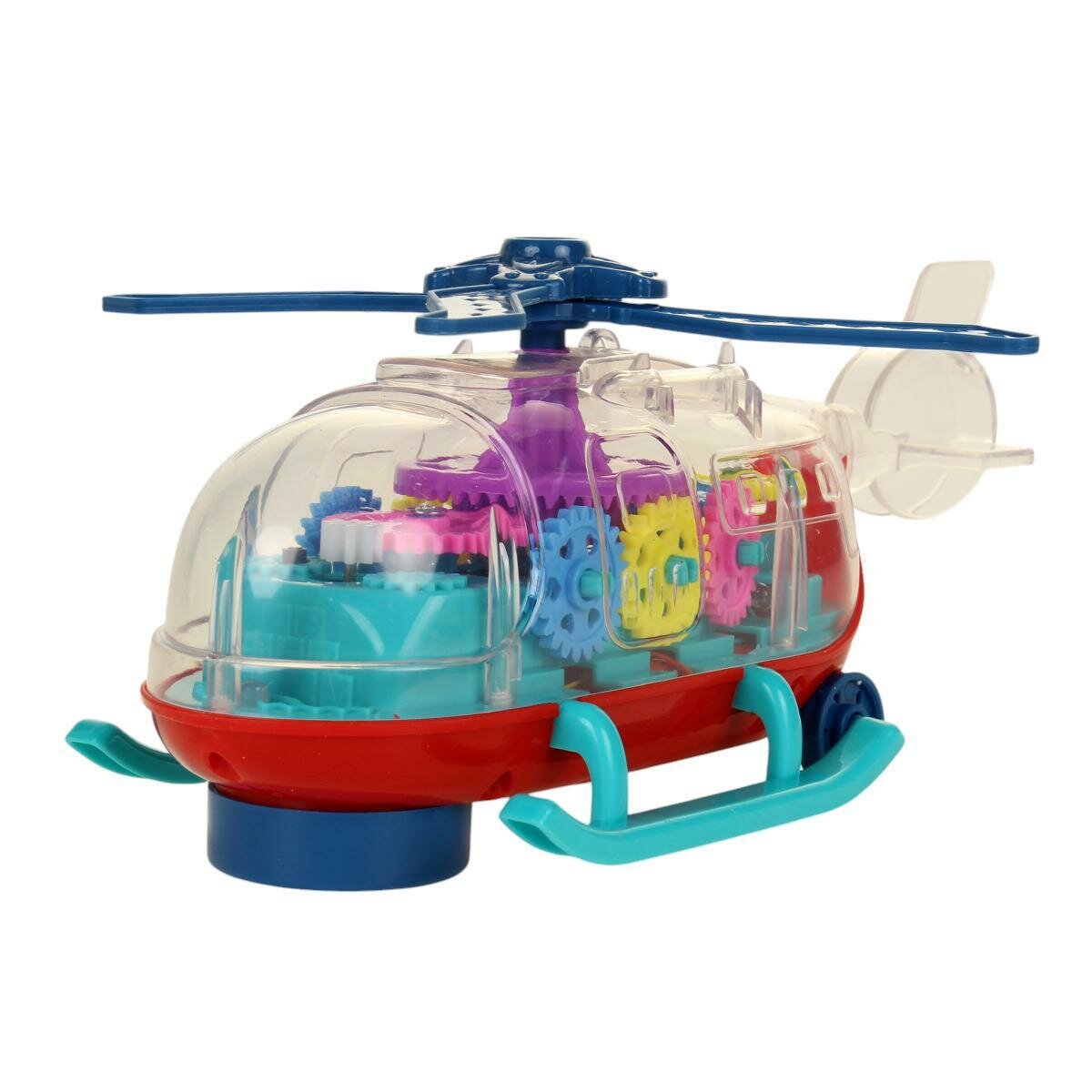 Вертолет детский электрический 24см, свет/звук, пластик, синий/красный