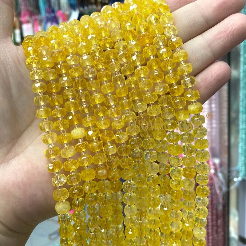 Бусины из агата желтого цвета citrine 01, 6x8 мм