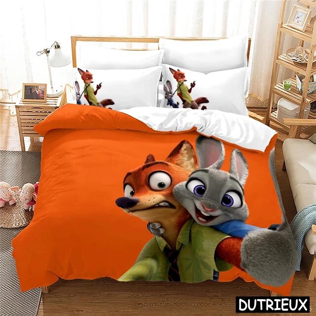 Этот комплект постельного белья Disney Zootopia, напечатанный на 3D-принтере, включает пододеяльник, мягкое одеяло и наволочки для двуспальных кроватей размера «king-size» и «queen-size».