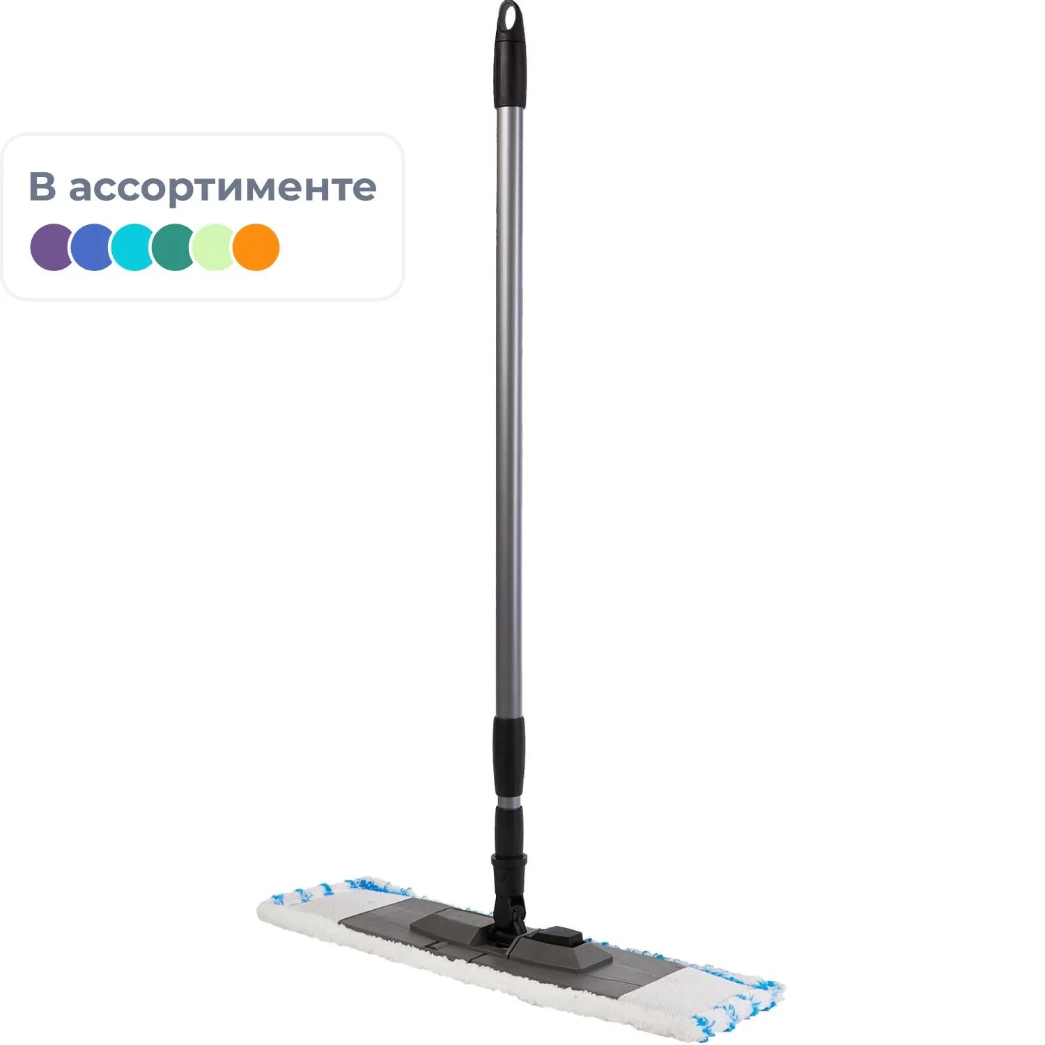 Швабра флаунд пласт 40х11 в сборе с насадк Soft микроф, телескоп. чер SV5102